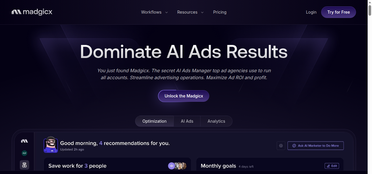 Madgicx AI Ad Optimizer For Facebook Google Ads 